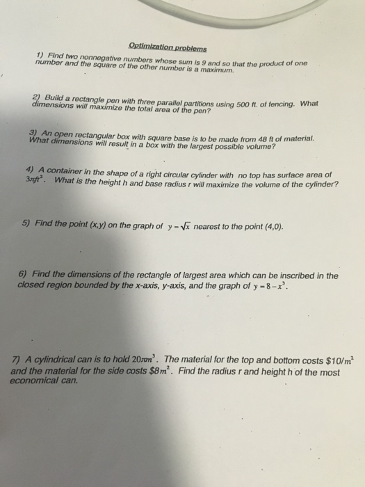 Solved Find two nonnegative numbers whoso sum is 9 and so | Chegg.com