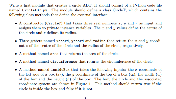 Solved Write A First Module That Creates A Circle Adt It 