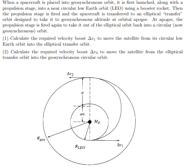 Solved When a spacecraft is placed into geosynchronous | Chegg.com