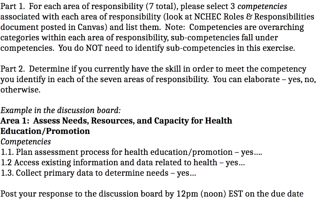 Solved Seven Areas of Responsibility: Area I: Assess Needs, | Chegg.com