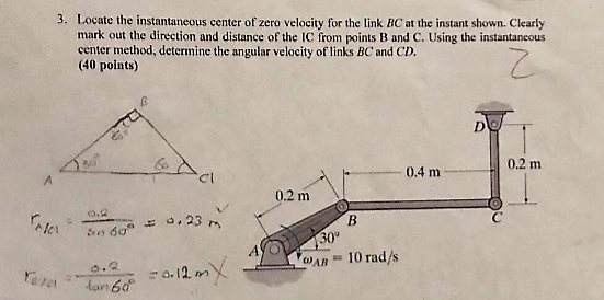 Solved Locate the instantaneous center of zero velocity for | Chegg.com