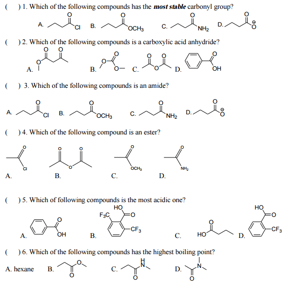 Solved Which of the following compounds has the most stable | Chegg.com