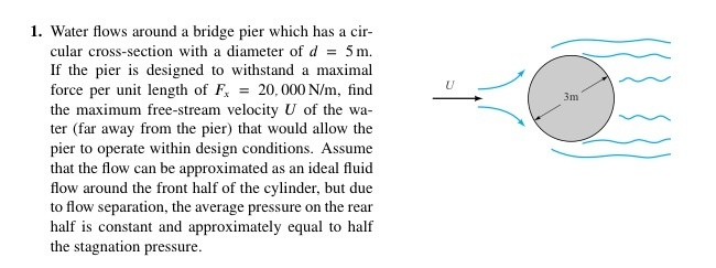 Solved Water flows around a bridge pier which has a circular | Chegg.com