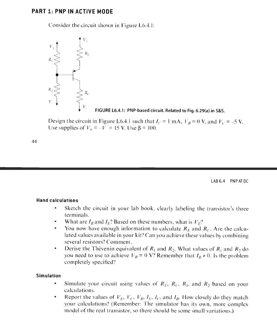 Solved PART 1: PNP IN ACTIVE MODE Consider the circuit shown | Chegg.com