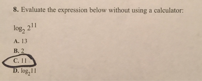 Solved Evaluate the expression below without using a | Chegg.com