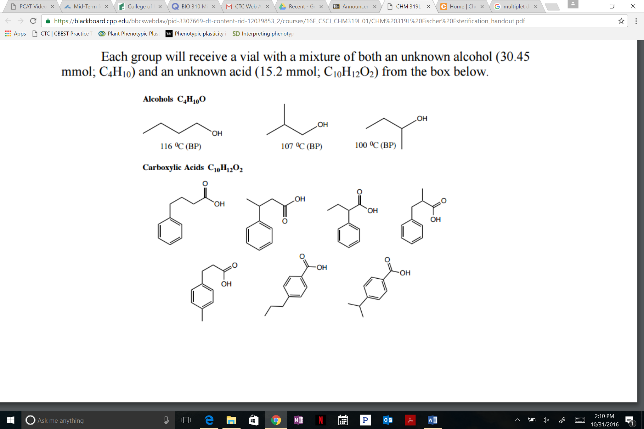 Solved the initial components were an alcohol C4H10 and | Chegg.com