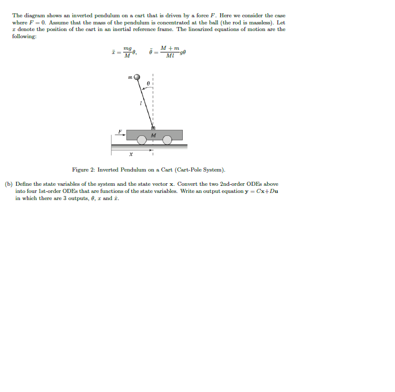 Solved The diagram shows an inverted pendulum on a cart that | Chegg.com