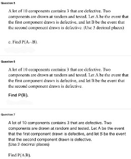 Solved A lot of components contains 3 tha are defective. Two | Chegg.com