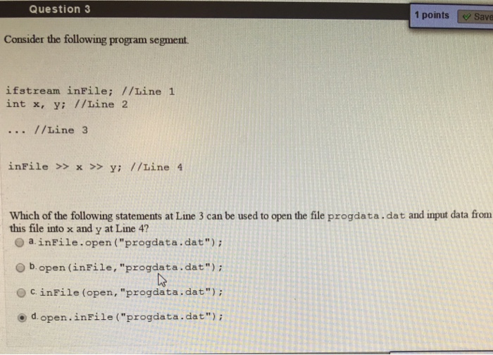 Solved Consider the following program segment. ifstream | Chegg.com Solved Consider the following program segment. ifstream | Chegg.com