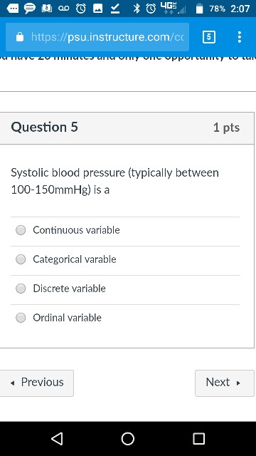 Solved e https://psu.instructure.com/cc 5 Question 3 1 pts I | Chegg.com