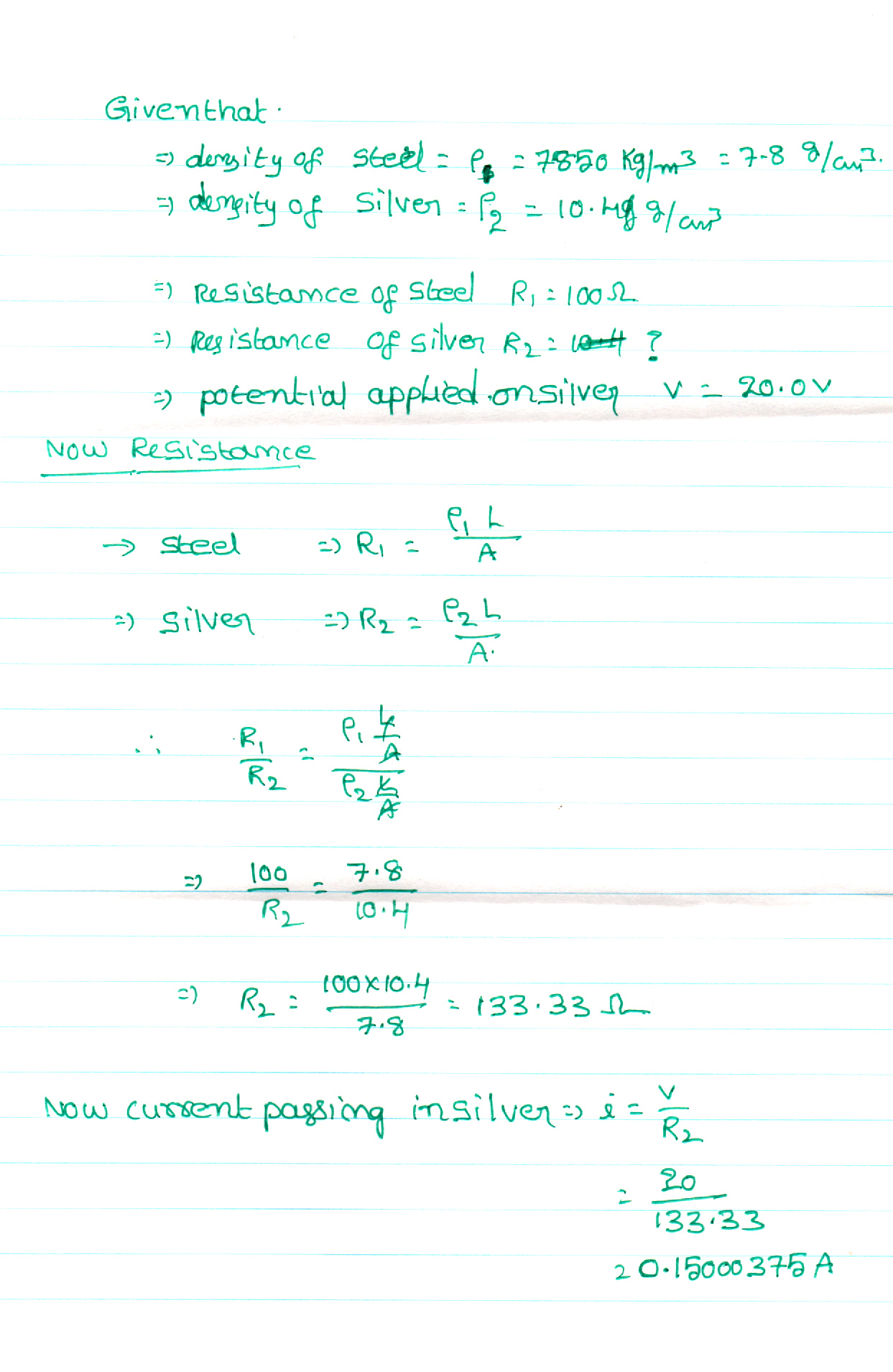 Solved Density of steel = rho_1 = 7850 kg/m^3 = 7.8/cm^3 | Chegg.com