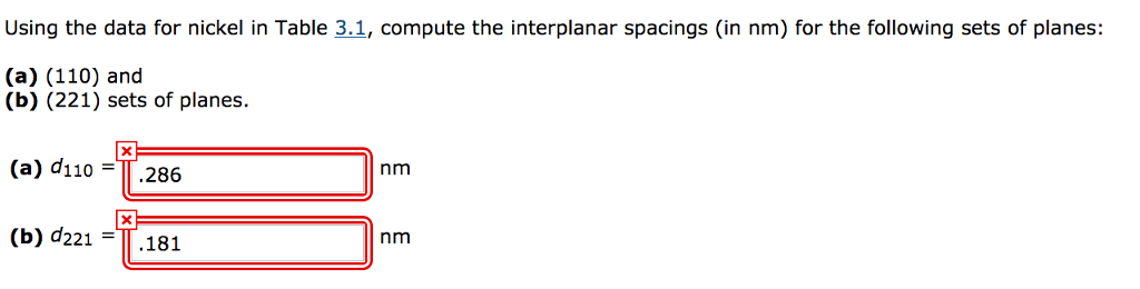 Solved Using the data for nickel in Table 3.1, compute the | Chegg.com