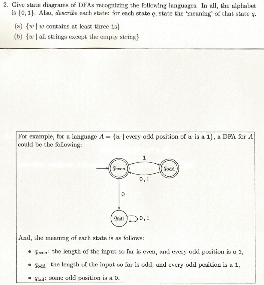 Solved Give state diagrams of DFAs recognizing the following | Chegg.com