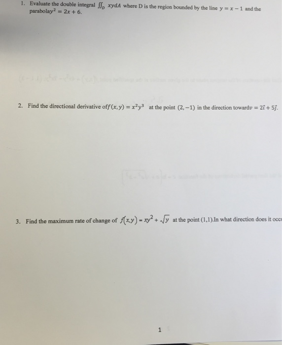 Solved 1. Evaluate the double integral double integrate D | Chegg.com
