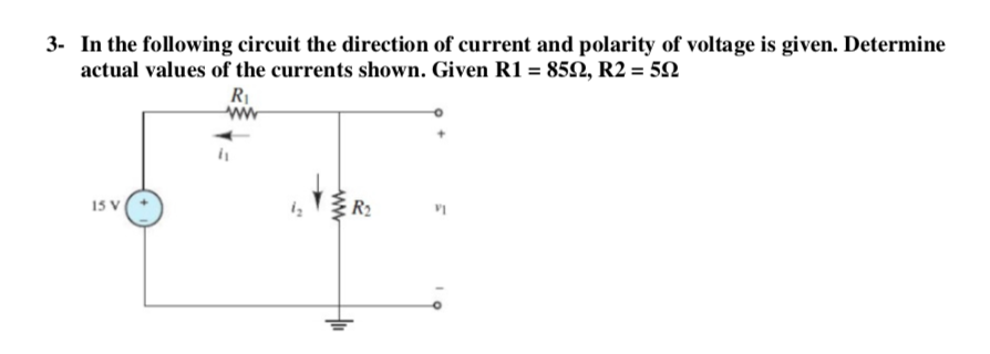 Solved In the following circuit the direction of current and | Chegg.com