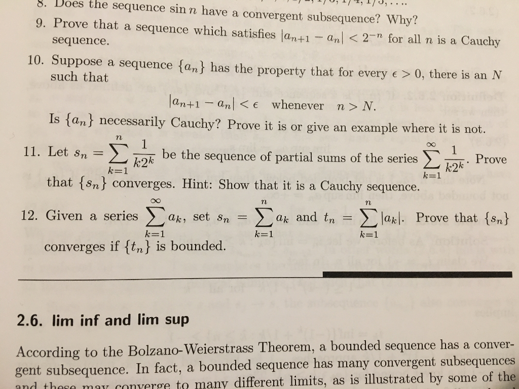 Solved Does the sequence sin n have a convergent | Chegg.com