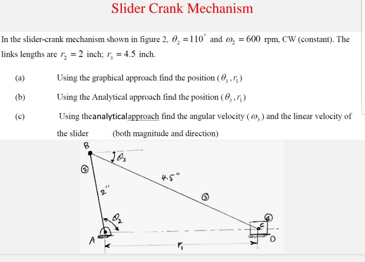 Solved Slider Crank Mechanism In the slider-crank mechanism | Chegg.com