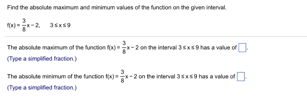Solved Find the absolute maximum and minimum values of the | Chegg.com