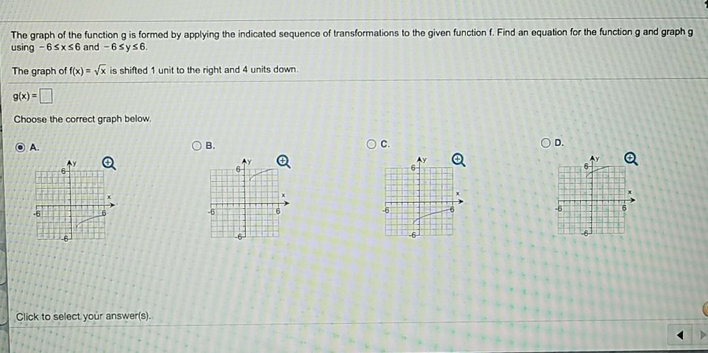 Solved The graph of the function g is formed by applying the | Chegg.com