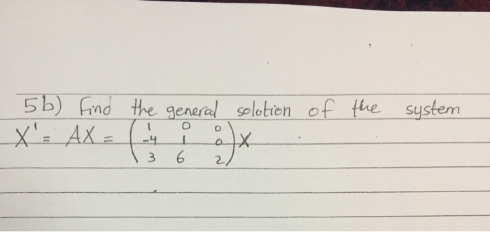 Solved Find the general solution of the system x' = Ax = (1 | Chegg.com