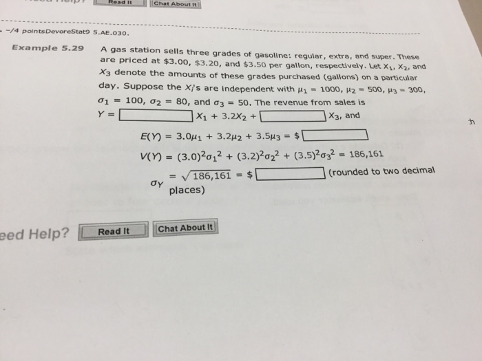 Solved ExampIe 5.29 A gas Station sells three grades of | Chegg.com