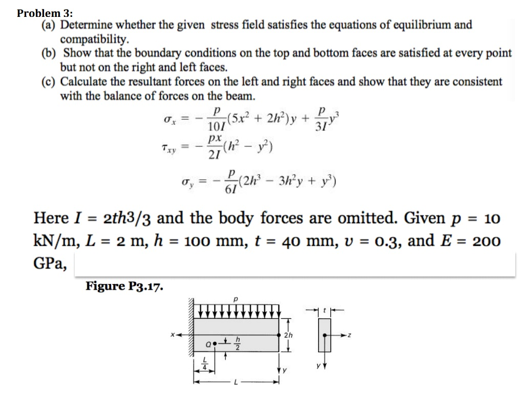 Determine whether the given stress field satisfies | Chegg.com