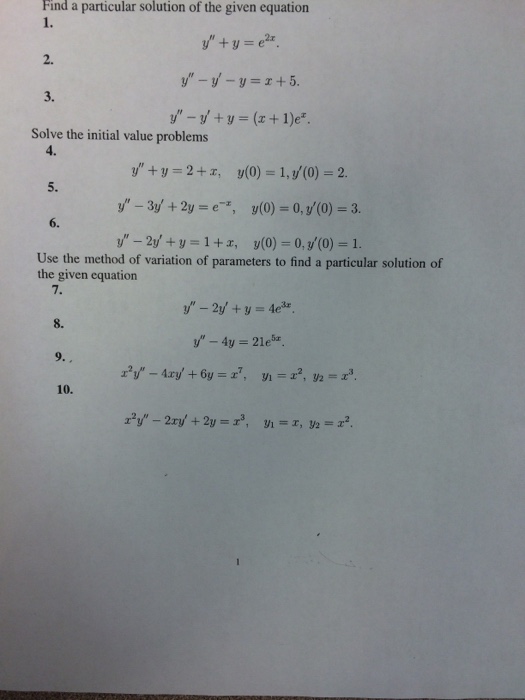 Solved Find a particular solution of the given equation y" | Chegg.com