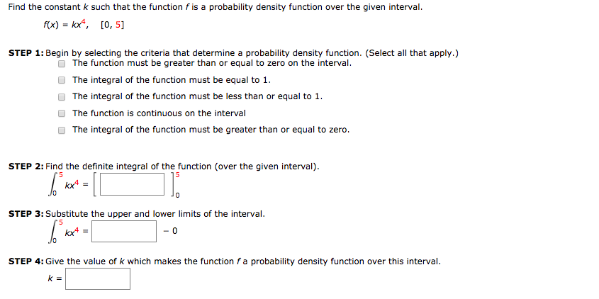 Solved Find the constant k such that the function fis a | Chegg.com