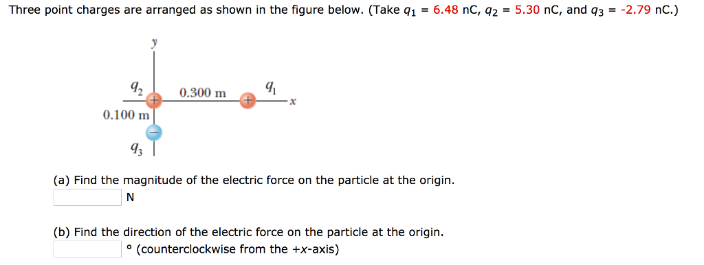 Solved Three point charges are arranged as shown in the | Chegg.com