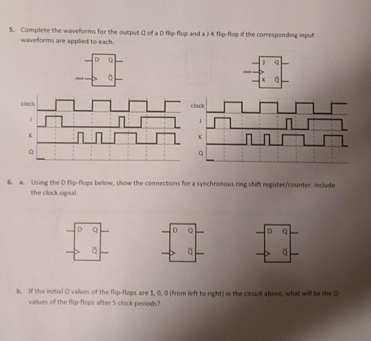 Solved Complete The Waveforms For The Output Q Of A D 