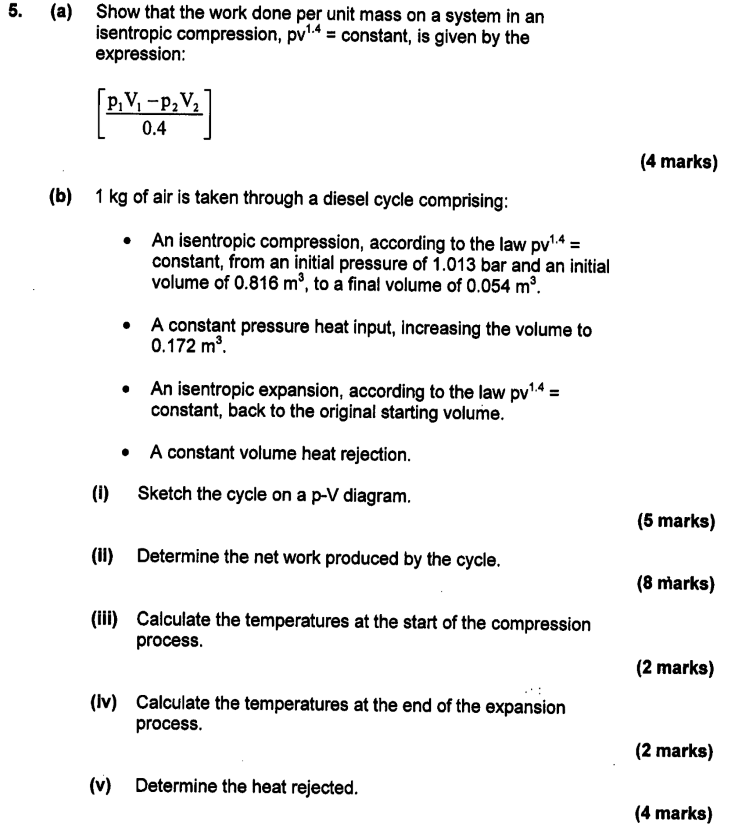 Solved 5. (a) Show that the work done per unit mass on a | Chegg.com
