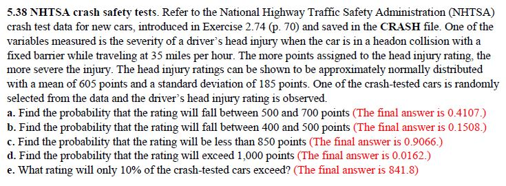 Solved Refer to the National Highway Traffic Safety | Chegg.com