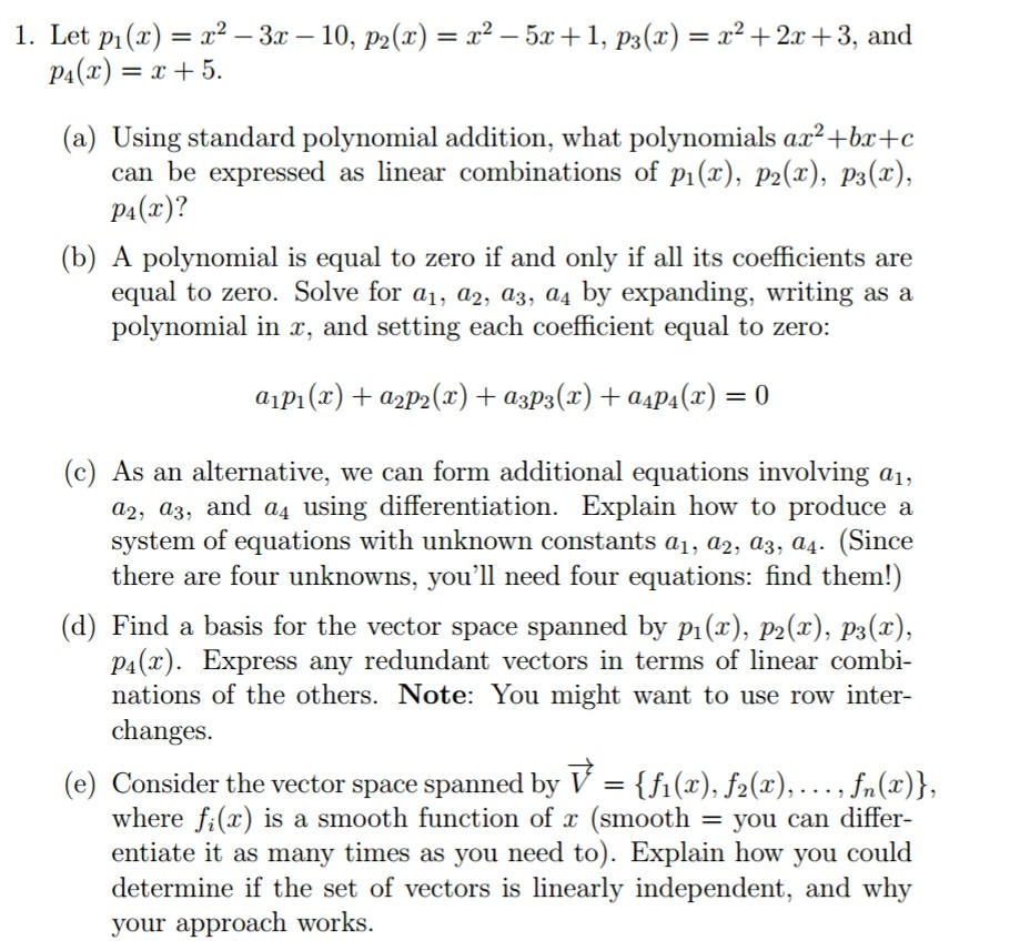 Solved Let p_1 (x) = x^2 - 3x - 10, p_2 (x) = x^2 - 5x + 1, | Chegg.com