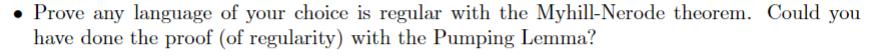 Solved Prove any language of your choice is regular with the | Chegg.com