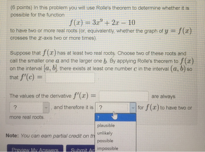 Solved In this problem you will use Rolle's theorem to | Chegg.com