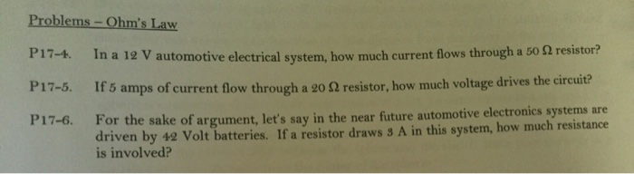 Solved Problems - Ohm's Law In a12 V automotive electrical | Chegg.com
