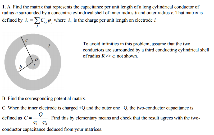 Find the matrix that represents the capacitance per | Chegg.com
