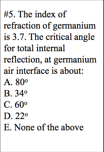 Solved The index of refraction of germanium is 3.7. The | Chegg.com