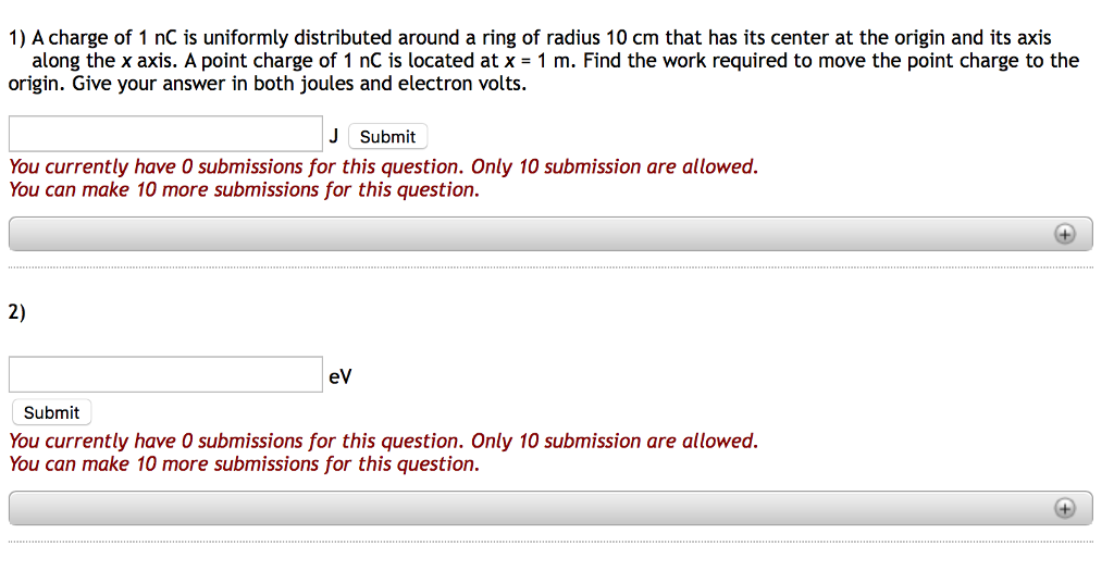 Solved A charge of 1 nC is uniformly distributed around a | Chegg.com