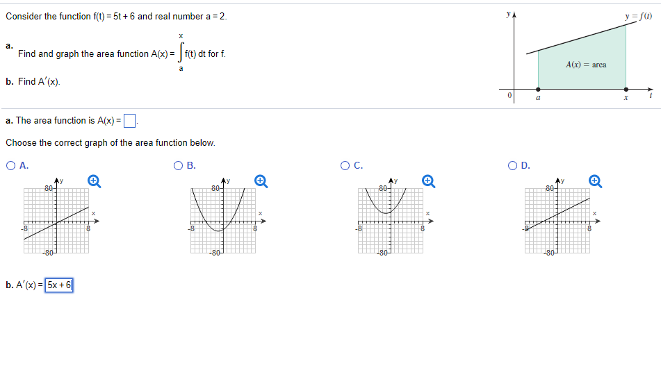 Solved Consider The Function F T 5t 6 And Real Number A