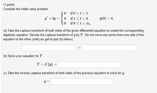 Solved (1 point) Consider the initial value problem (a) Take | Chegg.com