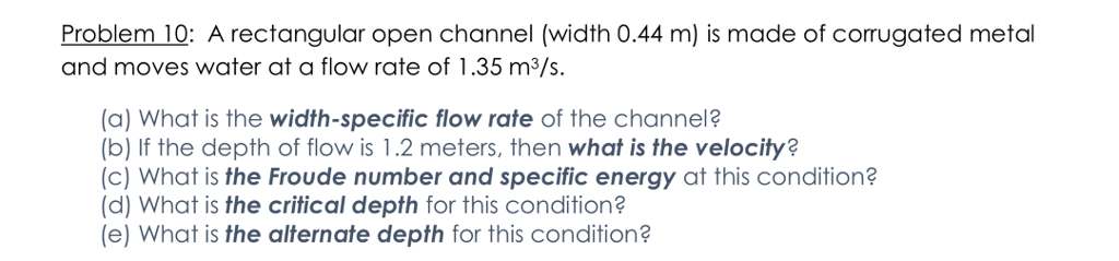 Solved Problem 10: A rectangular open channel (width 0.44 m) | Chegg.com