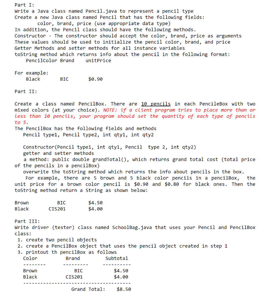 Solved Write a Java class named Pencil.java to represent a | Chegg.com Solved Write a Java class named Pencil.java to represent a | Chegg.com