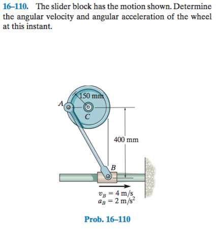 Solved 16-110. The slider block has the motion shown. | Chegg.com