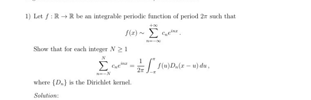 Solved Let f: R rightarrow R be an integrable periodic | Chegg.com
