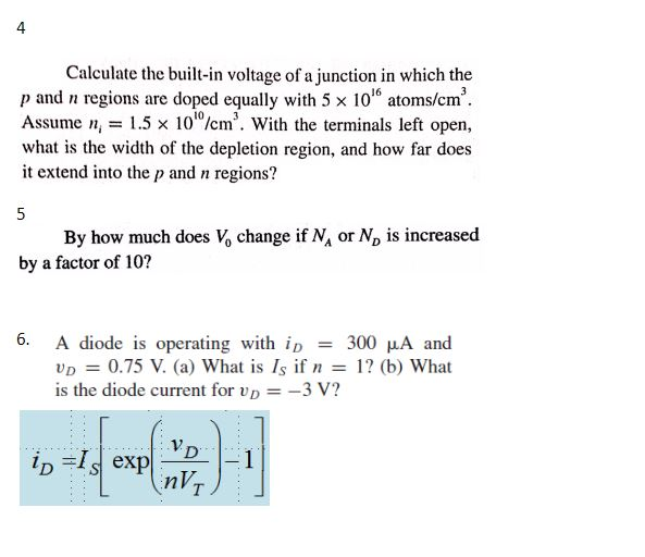 Solved 4 Calculate the built-in voltage of a junction in | Chegg.com