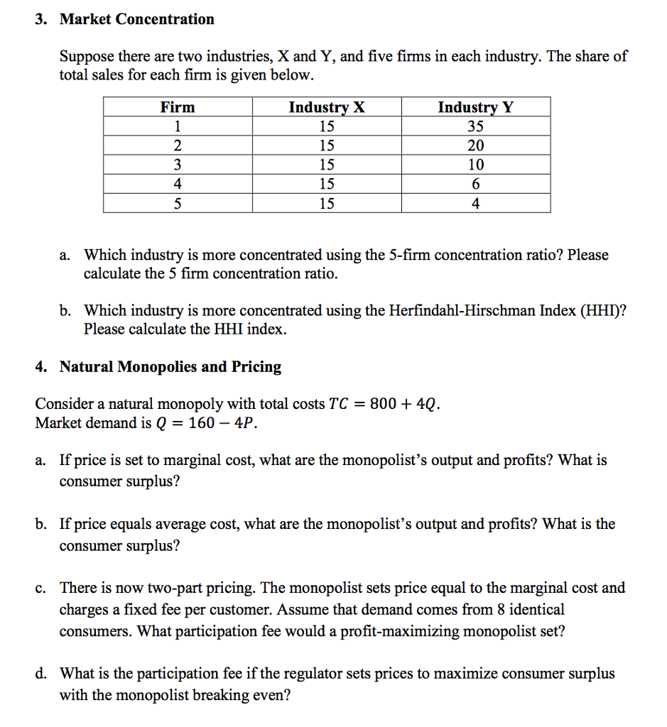 Solved Market Concentration Suppose there are two | Chegg.com