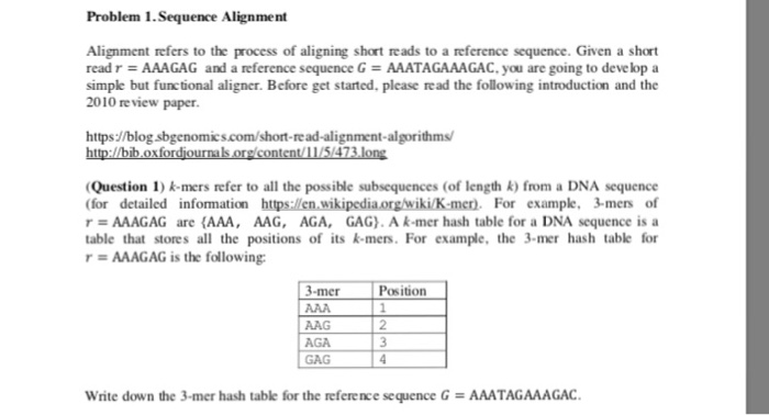 Solved Alignment refers to the process of aligning short | Chegg.com