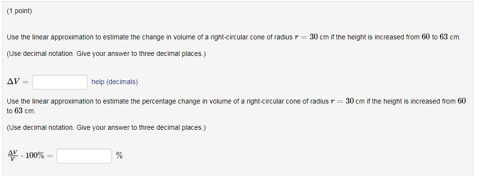 Solved 1 point Use the linear approximation to estimate the | Chegg.com