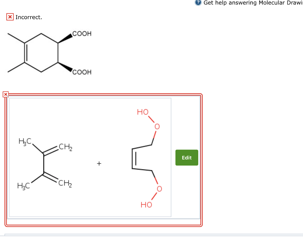 Solved Get help answering Molecular Drawi Incorrect COOH | Chegg.com